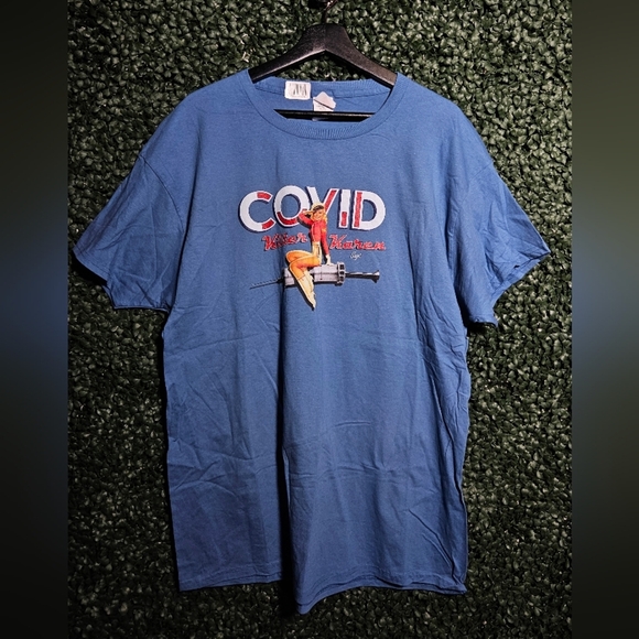 Hanes | Shirts | Hanes Blue Satire Covid Graphic Mens Tee | Poshmark